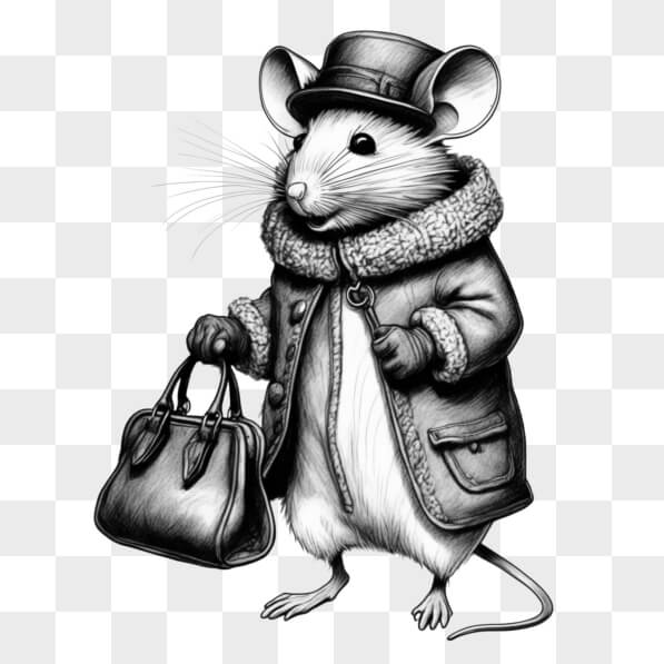 Download Stylish Mouse with Handbag Sketches Online - Creative Fabrica