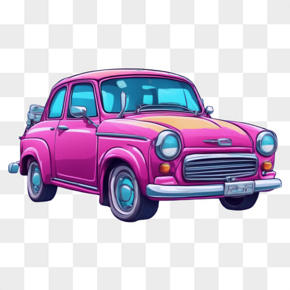 Download Vibrant Pink Vintage Car Cartoons Online - Creative Fabrica