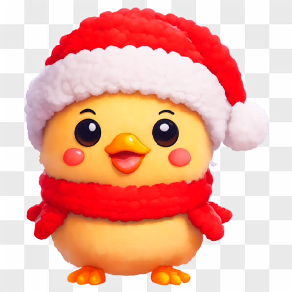 Descarga Pollito Kawaii con Sombrero de Santa y Bufanda Kawaii En Línea ...