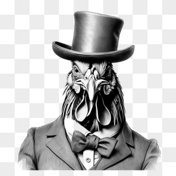 Download Dapper Chicken in Formal Attire Sketches Online - Creative Fabrica