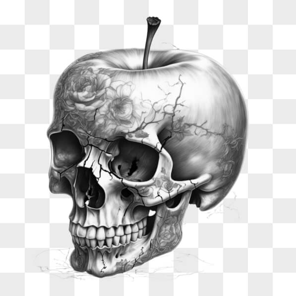 Download Skull and Apple Illustration Sketches Online - Creative Fabrica