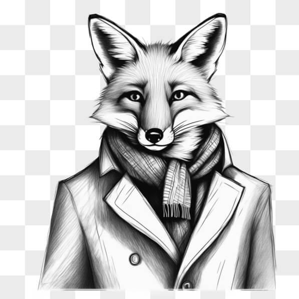 Download Stylized Fox Character in a Coat and Scarf Sketches Online ...