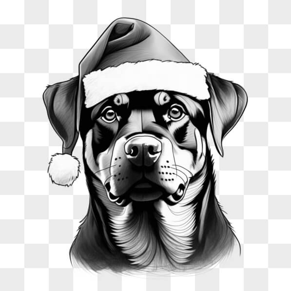 Download Rottweiler in Santa Hat Sketches Online - Creative Fabrica
