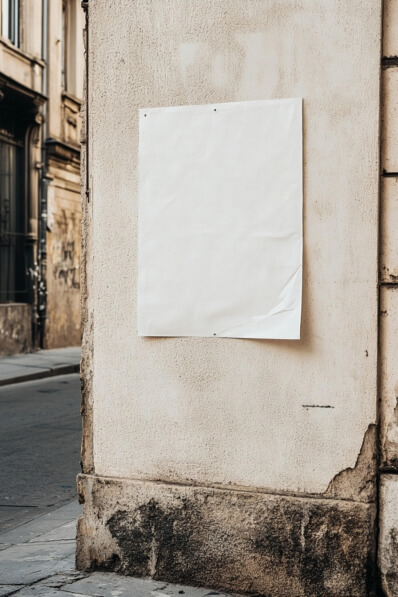 Descarga Póster en blanco en una pared envejecida en un entorno urbano ...