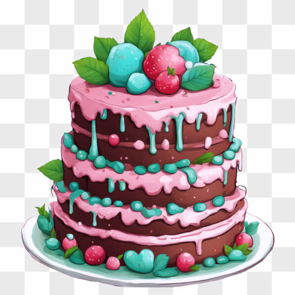 Download Colorful Chocolate Cake with Pink Frosting Cartoons Online ...