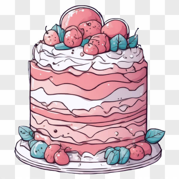 Download Decorative Layer Cake with Fruits Cartoons Online - Creative ...