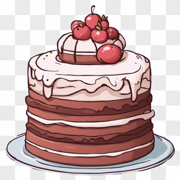 Download Delicious Layered Cake with Cherries Cartoons Online ...