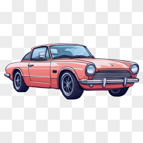 Download Vintage Coral Sports Car Cartoons Online - Creative Fabrica