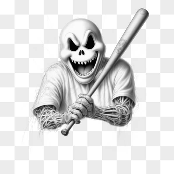 Download Cartoon Skull Character with Baseball Bat Sketches Online ...