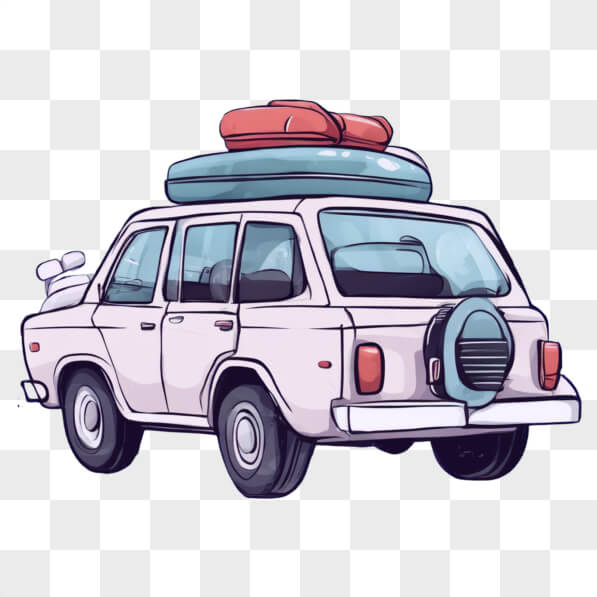 Download Vintage Car Ready for Adventure Cartoons Online - Creative Fabrica