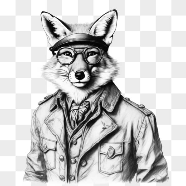Download Stylized Anthropomorphic Fox in Military Jacket Sketches ...