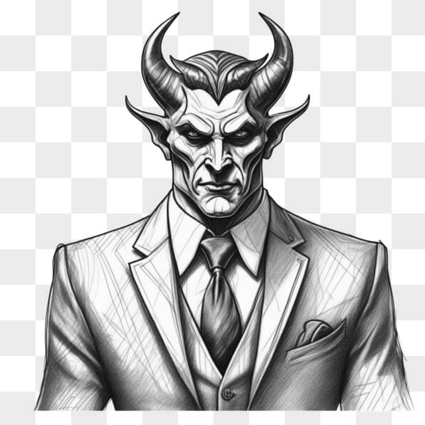 Download Stylized Demon Character in Formal Suit Sketches Online ...