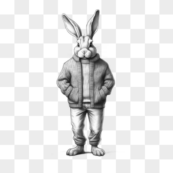Download Stylized Anthropomorphic Rabbit in Casual Attire Sketches ...