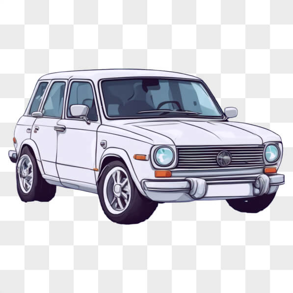 Download Vintage White Car Cartoons Online - Creative Fabrica