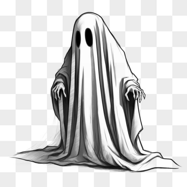 Download Stylized Ghost Illustration in Black and White Sketches Online ...