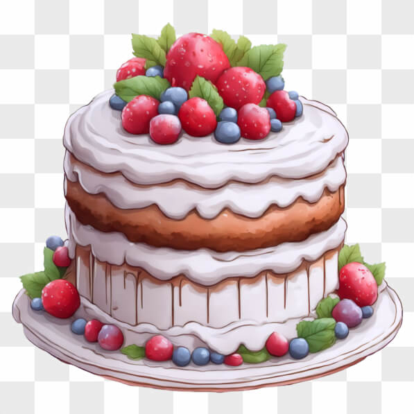 Download Decorative Layer Cake with Berries Cartoons Online - Creative ...