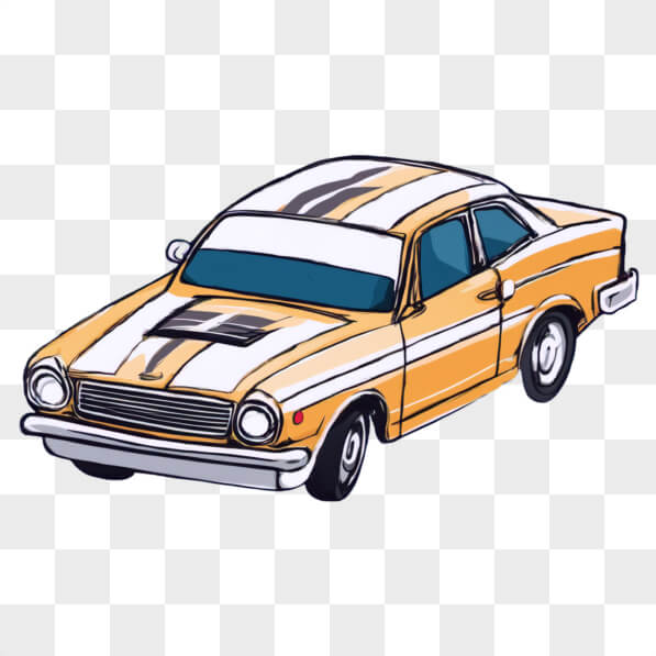 Download Vintage Orange Car with Racing Stripes Cartoons Online ...