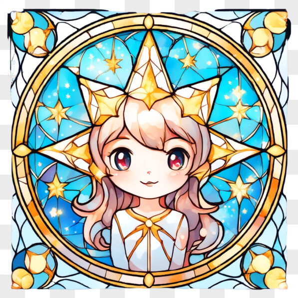 Download Kawaii Girl in Stained Glass Style Kawaii Online - Creative ...