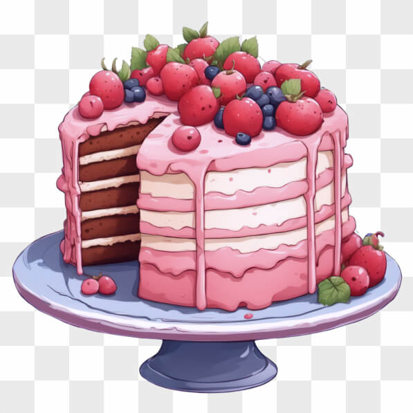 Download Delicious Layered Cake with Fresh Berries Cartoons Online ...