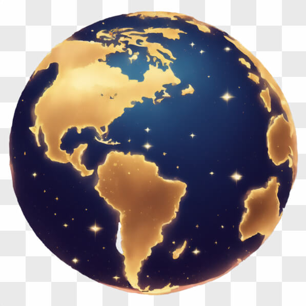 Download Stylized Earth with Golden Continents and Cosmic Background ...