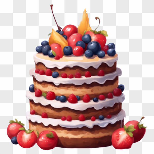 Download Colorful Fruit Cake with Berries Cartoons Online - Creative ...
