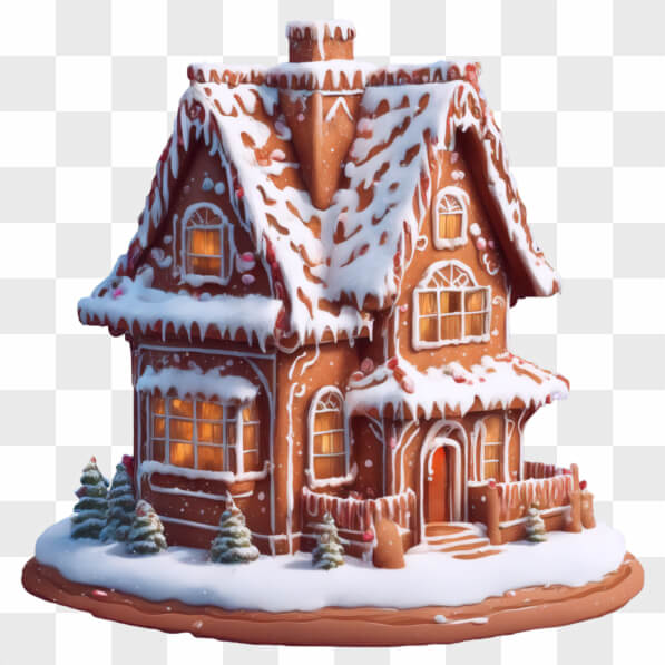 Download Gingerbread House in Snow Cartoons Online - Creative Fabrica