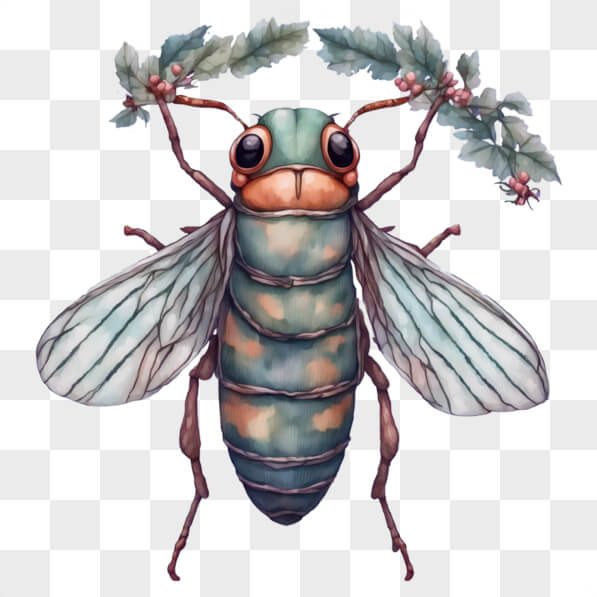 Descarga Ilustración de cigarra caprichosa con hojas y bayas Cartoons ...