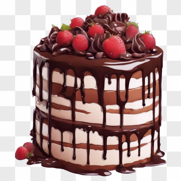 Download Chocolate Layer Cake with Strawberries Cartoons Online ...