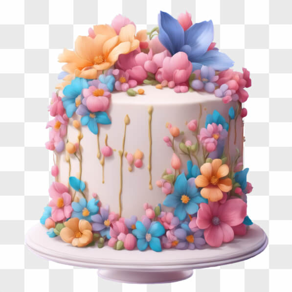 Download Colorful Floral Cake Cartoons Online - Creative Fabrica