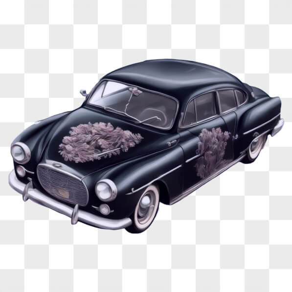 Download Vintage Floral Car Cartoons Online - Creative Fabrica