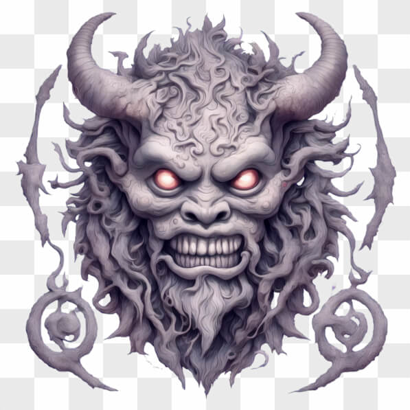 Download Stylized Demon Face with Horns Cartoons Online - Creative Fabrica