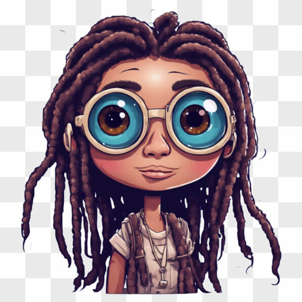 Download Stylized Cartoon Character with Dreadlocks and Glasses ...