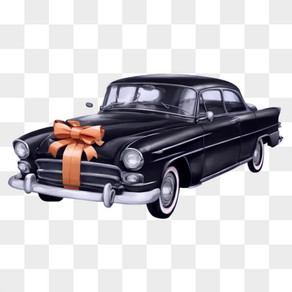Download Vintage Car Gift with Orange Bow Cartoons Online - Creative ...