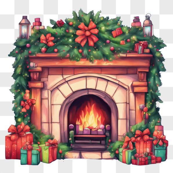 Descarga Chimenea decorada festivamente para las fiestas Cartoons En ...