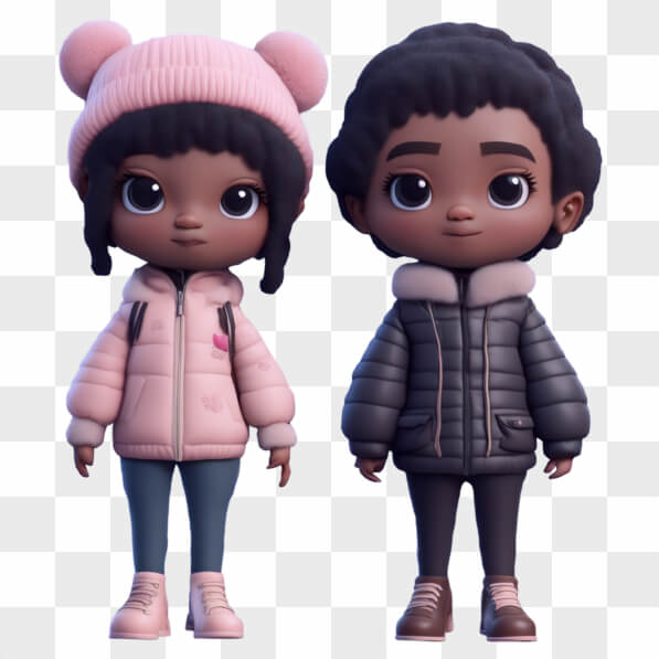 Download Two Animated Characters in Winter Clothing Cartoons Online ...