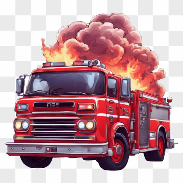 Download Vintage Fire Truck in Flames Cartoons Online - Creative Fabrica