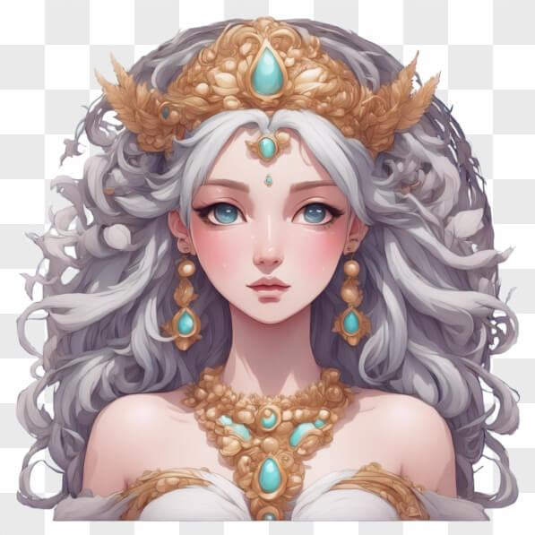 Download Elegant Fantasy Character with Silver Hair Cartoons Online ...