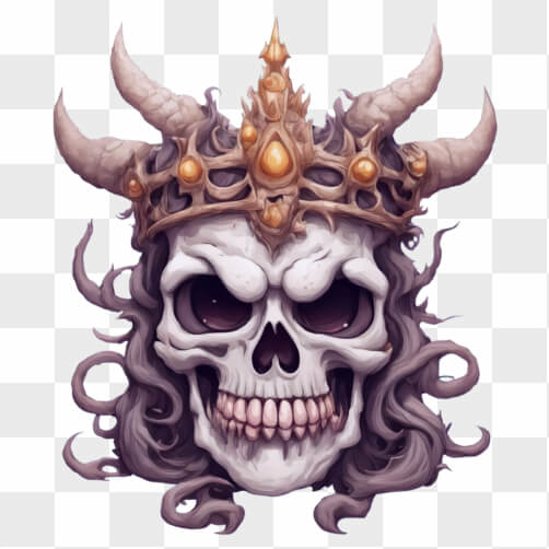 Download Skull with Crown and Horns Cartoons Online - Creative Fabrica