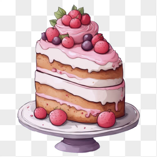 Download Delicious Layered Cake with Fresh Berries Cartoons Online ...