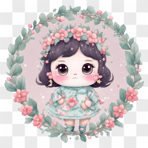 Download Cute Cartoon Girl Surrounded by Flowers Cartoons Online ...