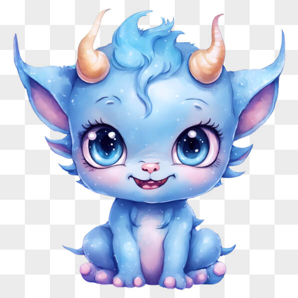 Download Cute Blue Cartoon Creature Cartoons Online - Creative Fabrica