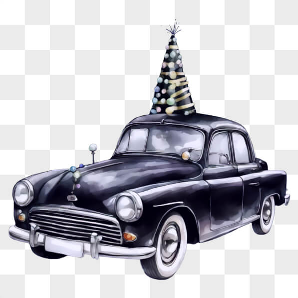 Download Vintage Zwarte Auto met Feesthoed Cartoons online op Creative ...