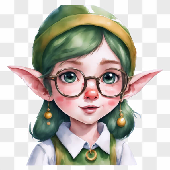 Download Whimsical Elf Character with Glasses Cartoons Online - Creative Fabrica