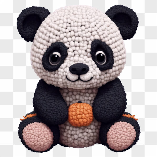 Download Fluffy Panda Character Holding an Orange Object Cartoons ...
