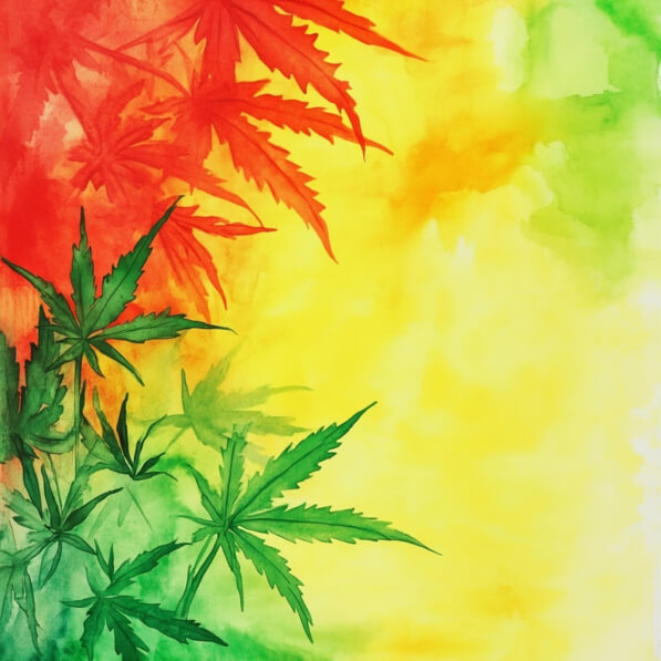 Descarga Ilustración vibrante en acuarela de hojas de cannabis Fondos En Línea - Creative Fabrica