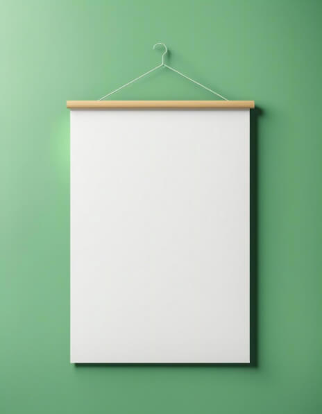 Baixe Pôster em branco na parede verde Mockups - Creative Fabrica