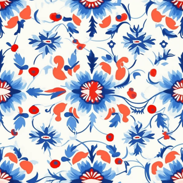 Download Vibrant Floral Pattern in Blue and Red Patterns Online ...
