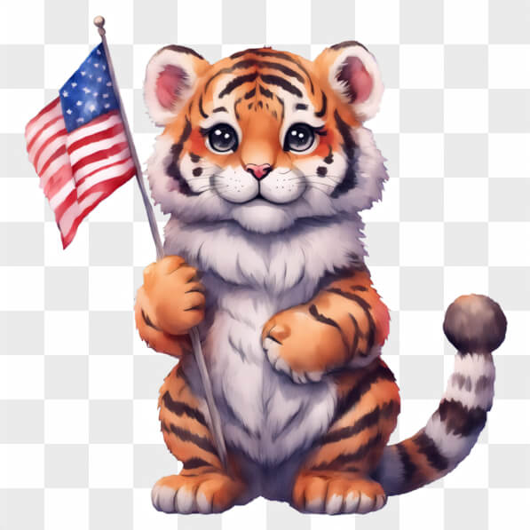 Download Cartoon Tiger Holding American Flag Cartoons Online - Creative ...