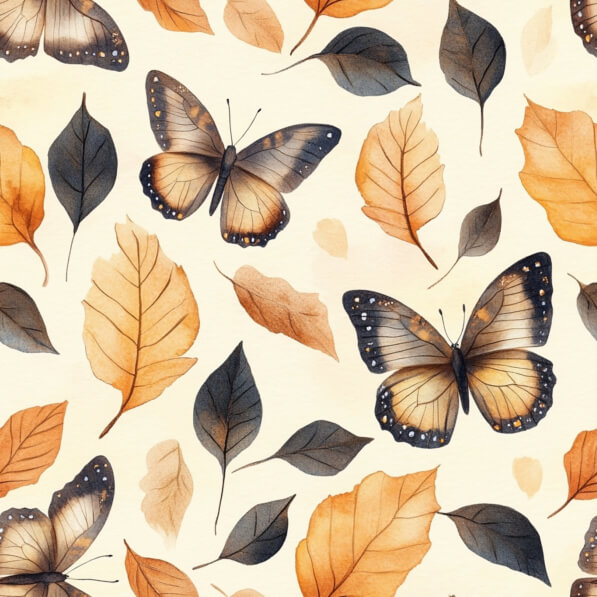 Download Butterflies and Autumn Leaves Patterns Online - Creative Fabrica
