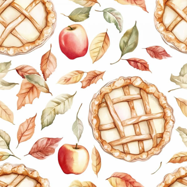 Download Autumn Apple Pies and Leaves Pattern Patterns Online ...